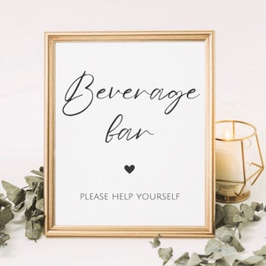 Beverage Bar Sign, Please Help Yourself, Beverage Sign, Open Bar Sign ...