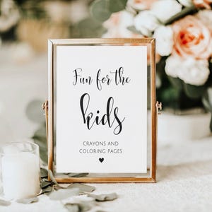 Fun for the Kids Sign, Wedding Kids Table Sign, Wedding Kids Favor Sign ...