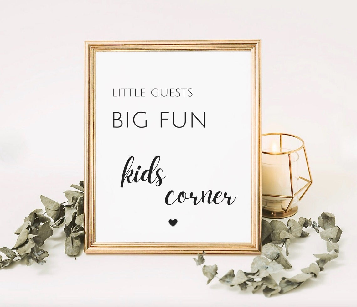 Little Guests Big Fun Sign, Kids Corner Sign, Wedding Kids Table Sign ...