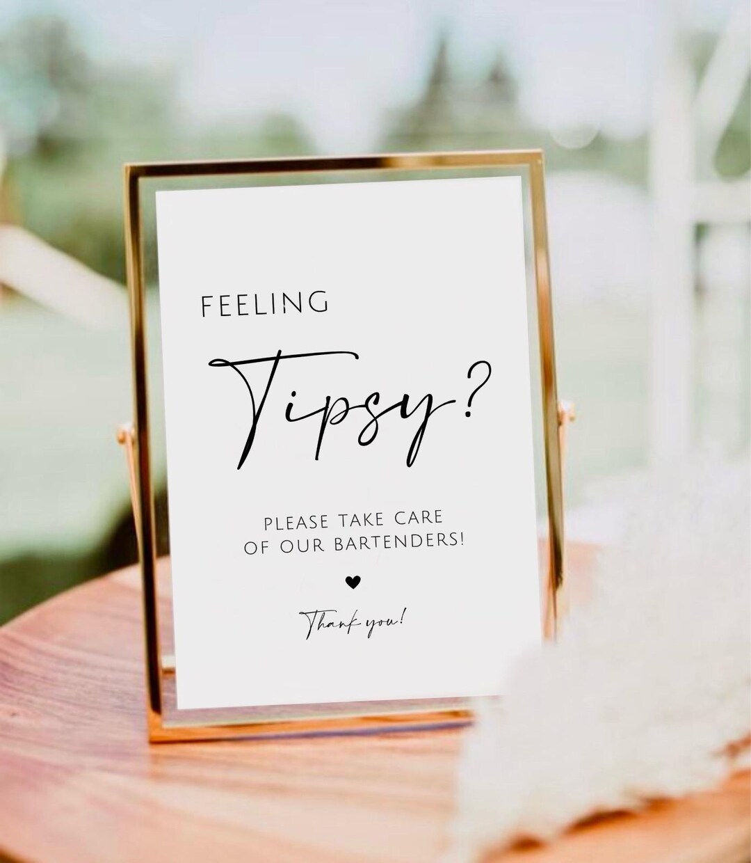 Feeling Tipsy Sign, Modern Bartender Tips Template, Wedding Bartender ...