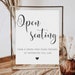 Minimalist Open Seating Sign, Wedding Printable No Assigned Seats Sign ...