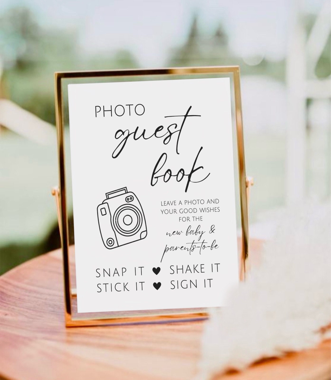 Minimalist Polaroid Photo Guest Book Sign, Baby Shower Polaroid Book ...