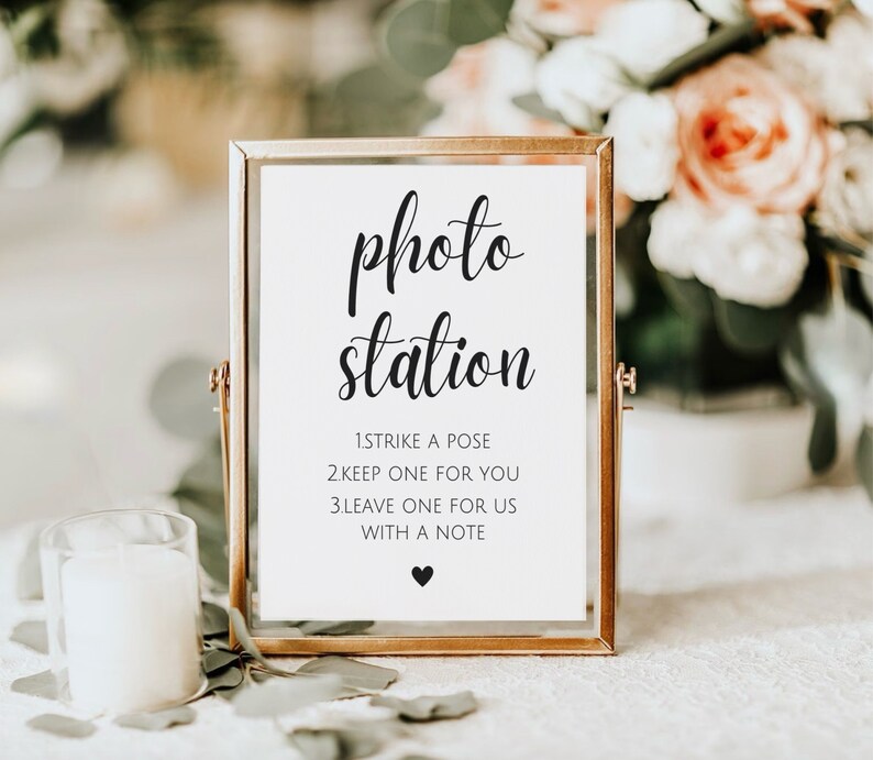 Photo Station Sign, Strike A Pose Sign, Wedding Photo Station Sign ...