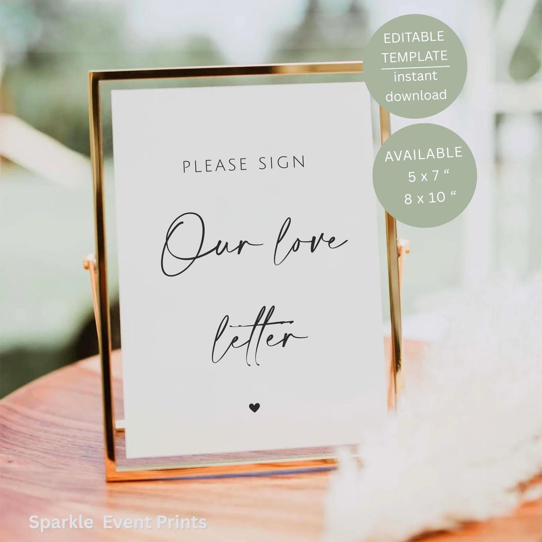 Minimalist Our Love Letter Sign, Printable Wedding Guestbook Table ...