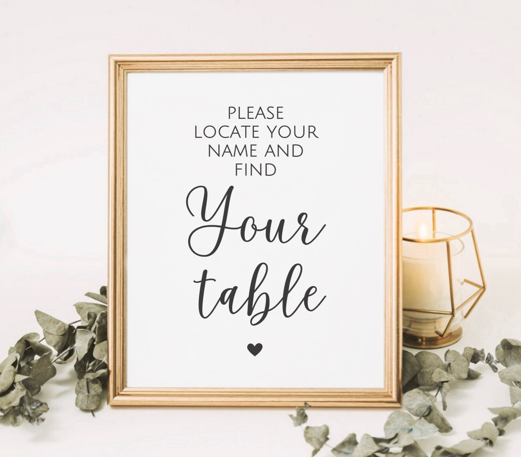 Find Your Table Sign, Please Find Your Seat, Locate Your Name, Place ...