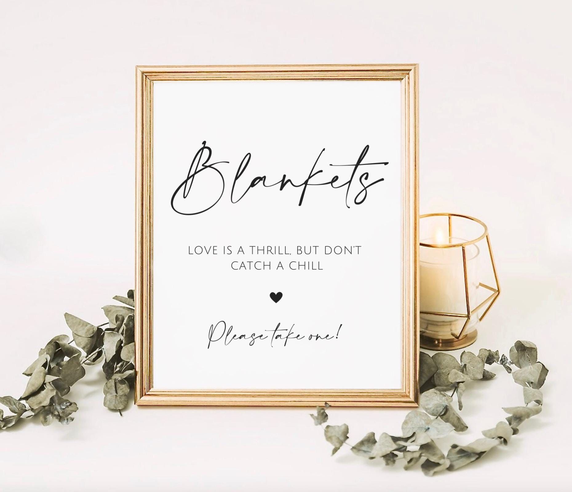 Minimalist Blankets Sign, Printable Wedding Favor Table Decor, Editable ...