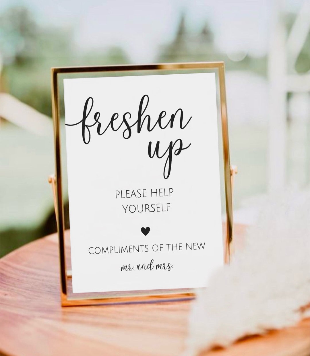 Minimalist Freshen up Sign, Wedding Bathroom Sign, Bathroom Basket Sign ...