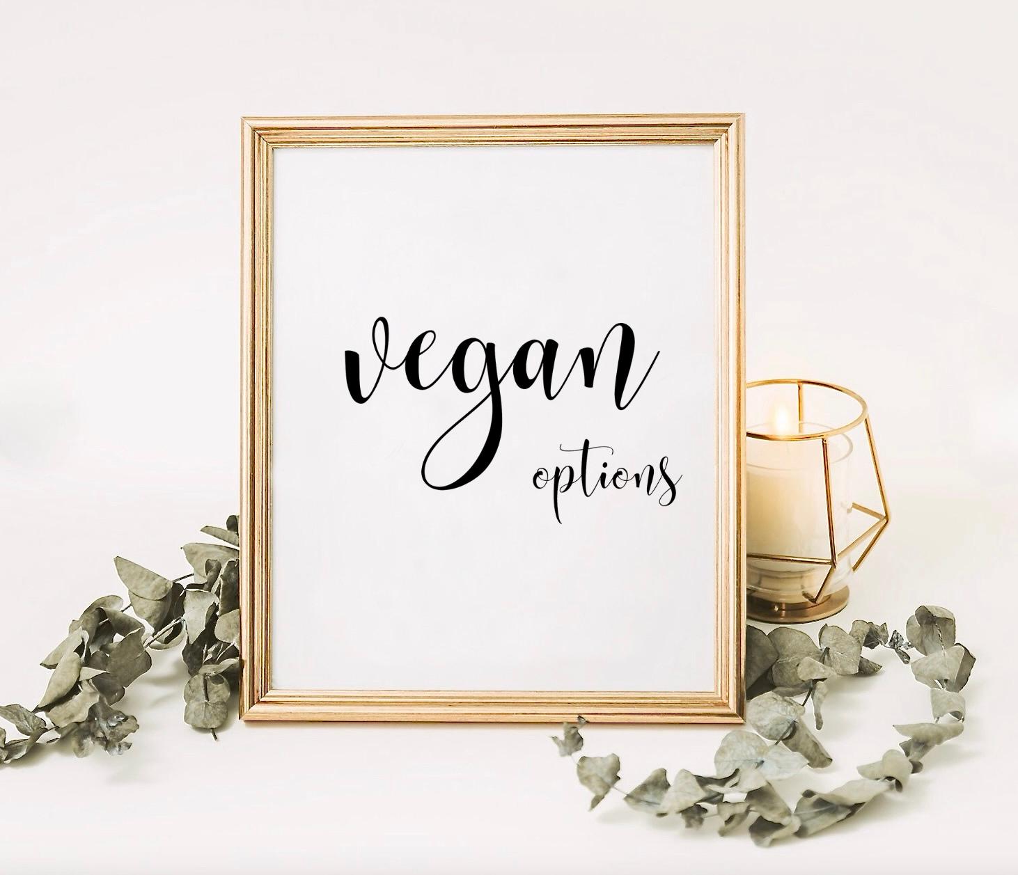 Minimalist Vegan Options Sign, Wedding Vegan Table Sign, Vegan Cake ...