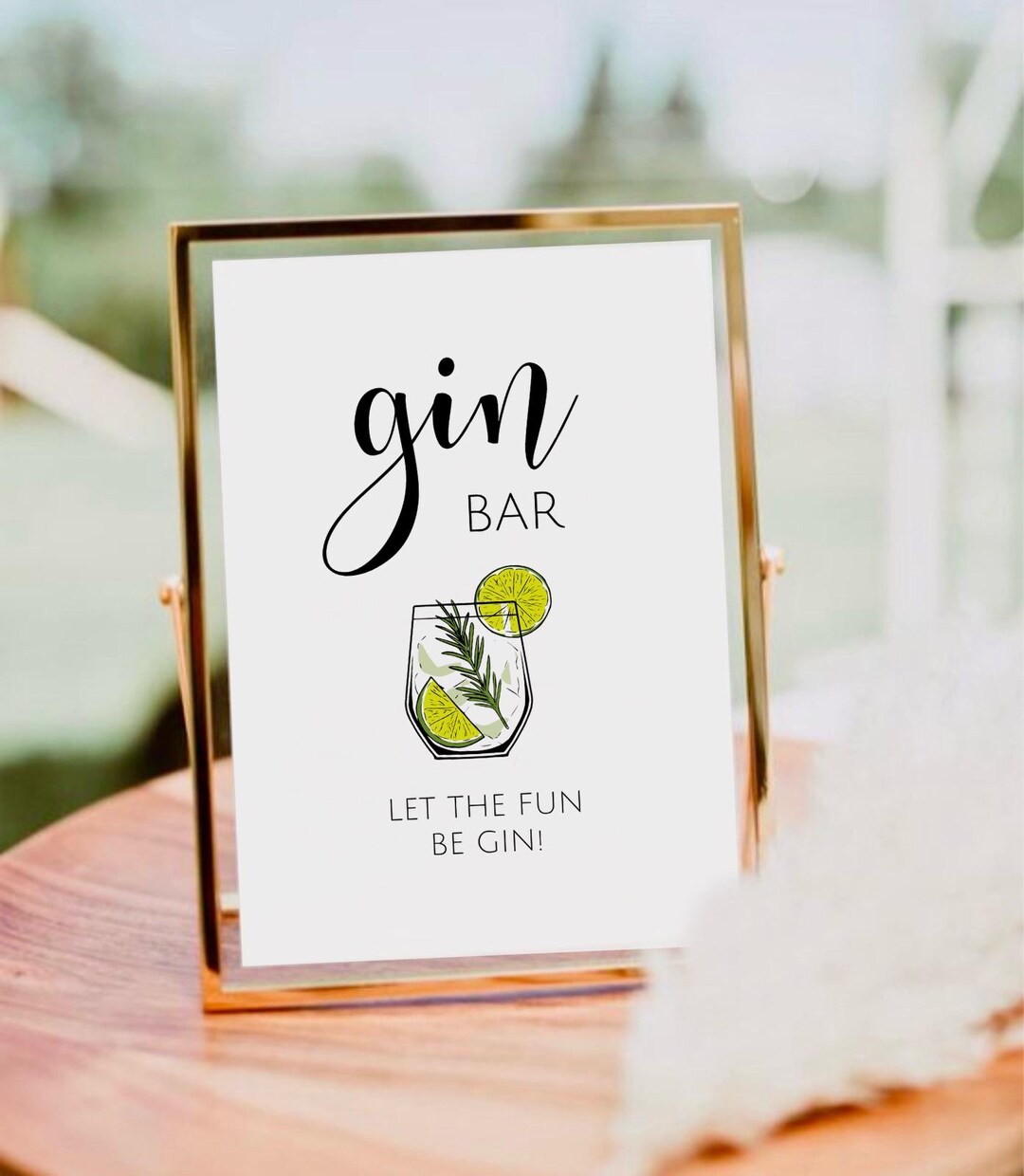 Gin Bar Sign, Let the Fun Be Gin Sign, Minimalist Wedding Gin Bar Sign ...