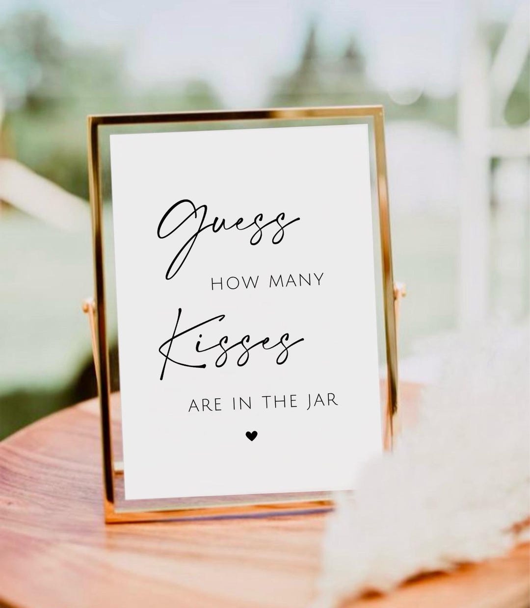 Guess How Many Kisses Are in the Jar Sign, Minimalist Baby Shower Game ...