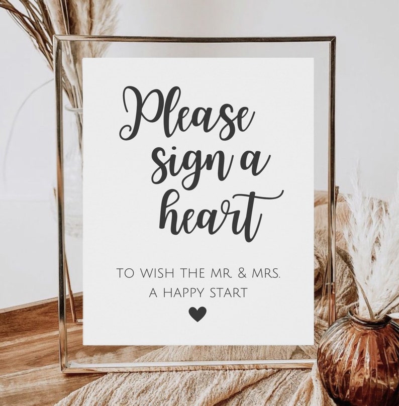 Please Sign A Heart Sign, Wedding Heart Guestbook, Heart Guestbook Sign ...