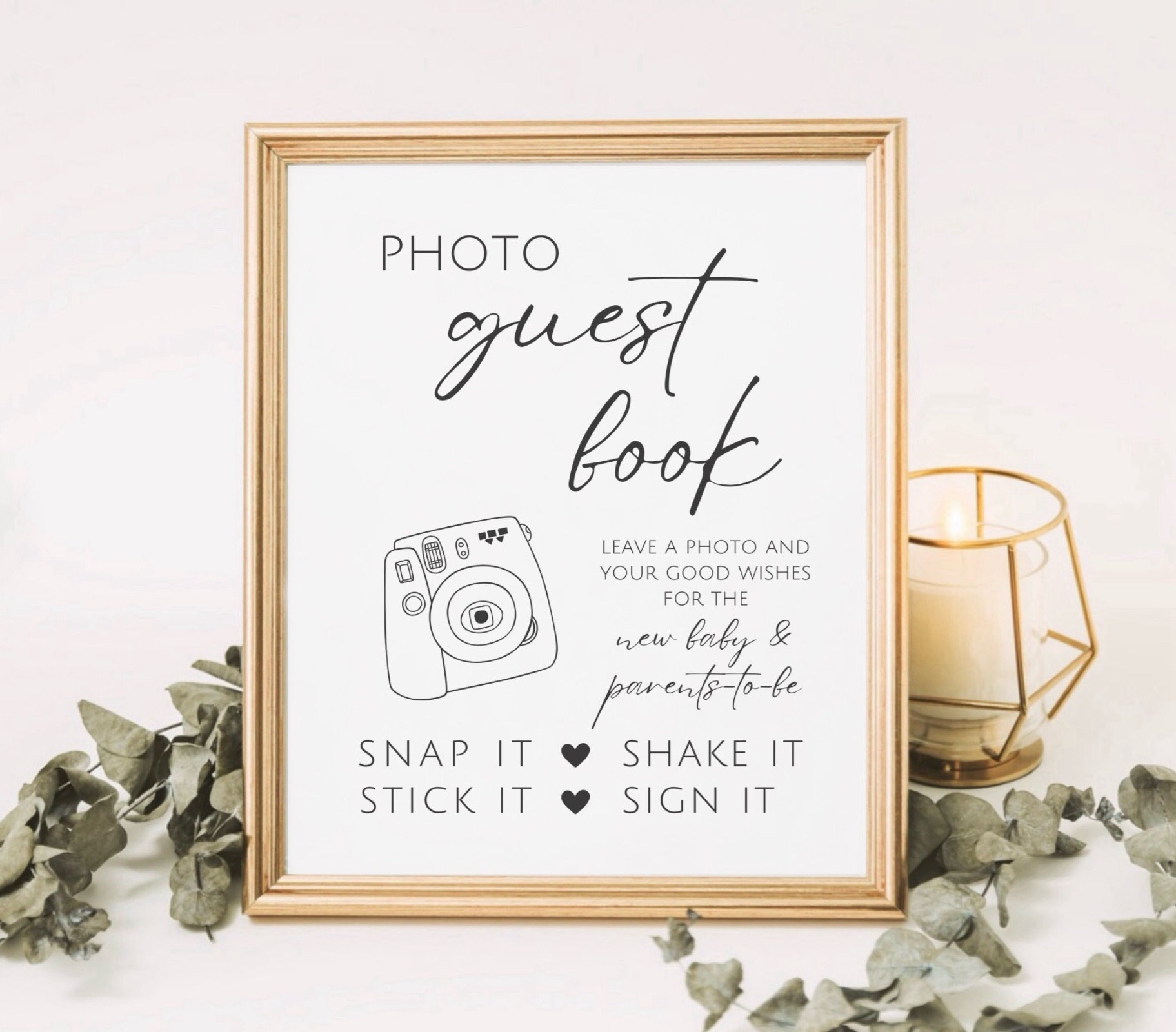 Minimalist Polaroid Photo Guest Book Sign, Baby Shower Polaroid Book ...