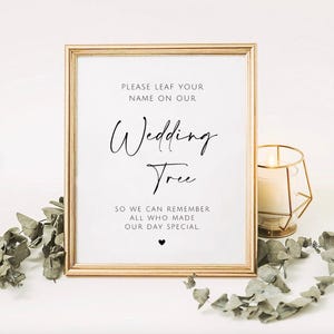 Minimalist Wedding Tree Sign, Printable Wedding Tree Guestbook Sign ...