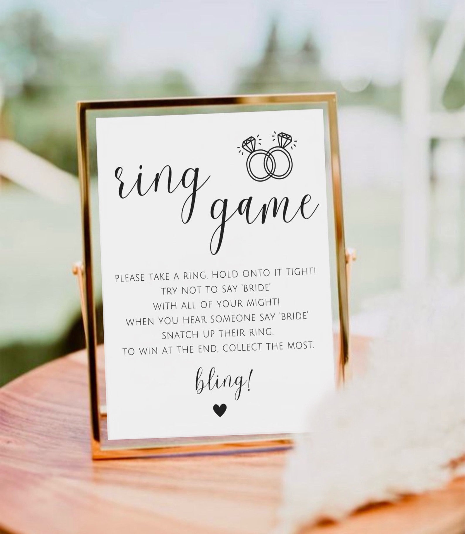 Minimalist Ring Game Sign, Bridal Shower Ring Hunt, Bridal Shower Game ...