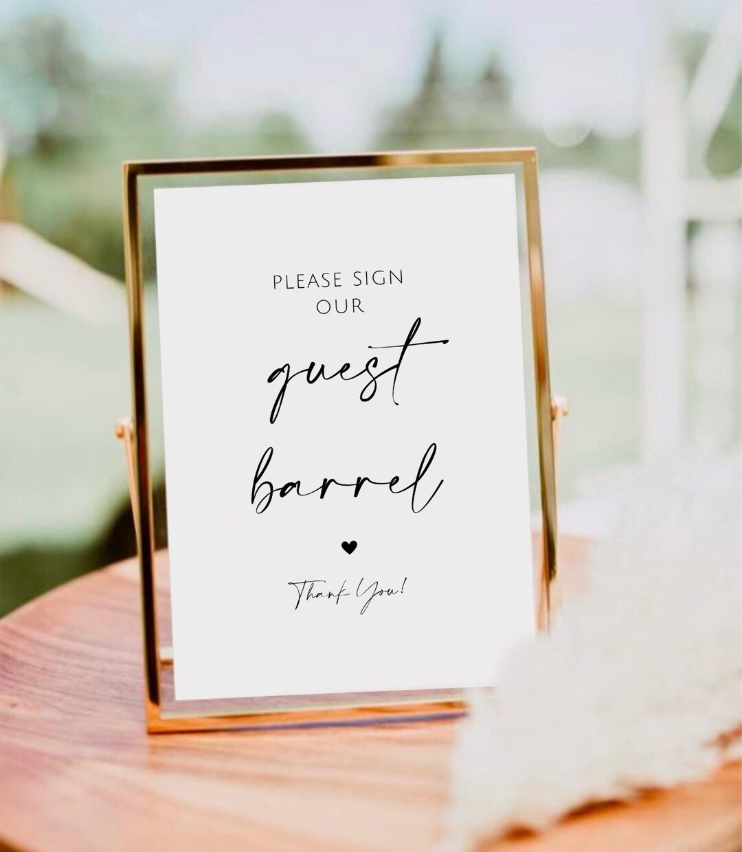 Please Sign Our Guest Barrel Sign, Minimalist Wedding Guest Barrel Sign ...