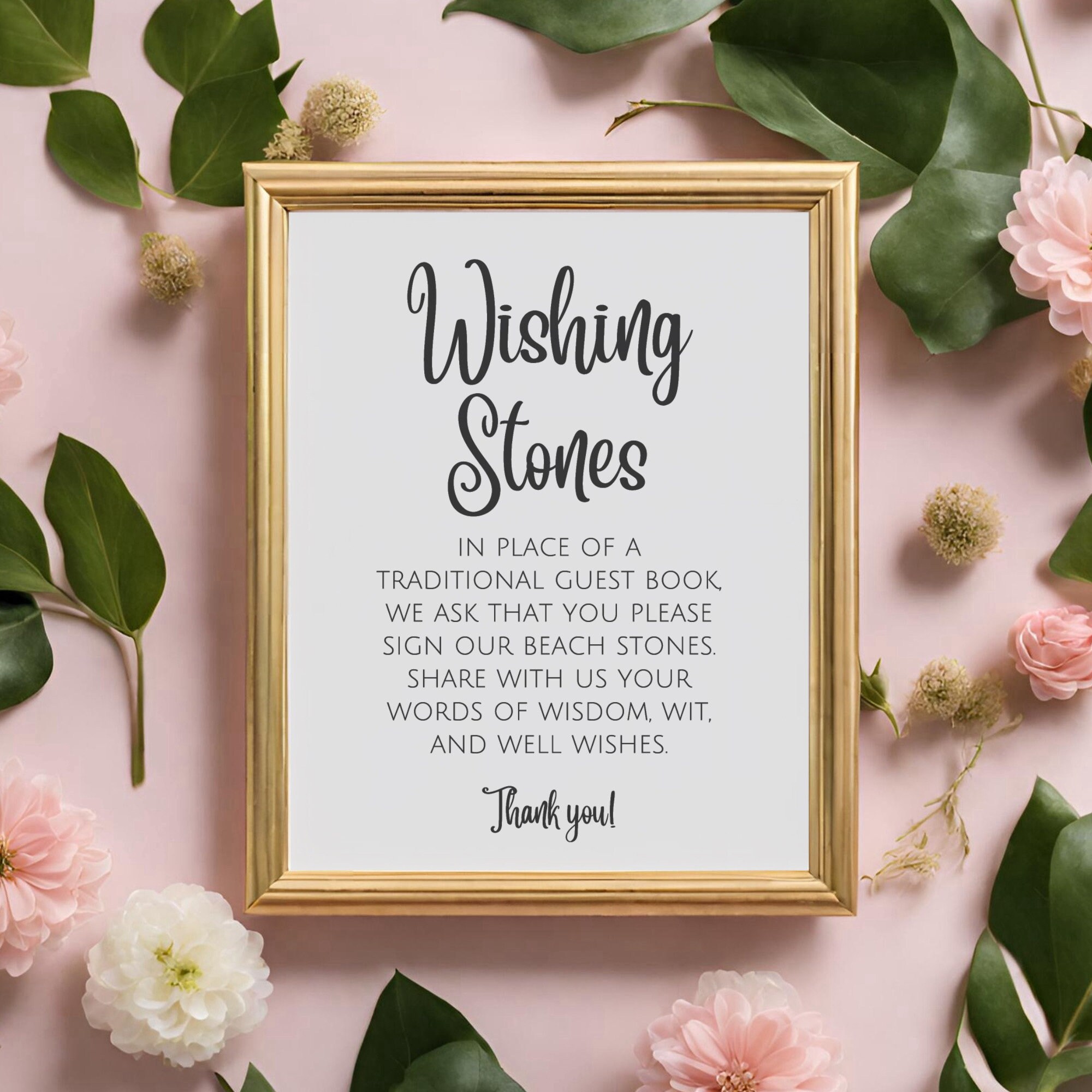 Wishing Stones Sign, Printable Wedding Stones Guestbook Sign, Guest ...