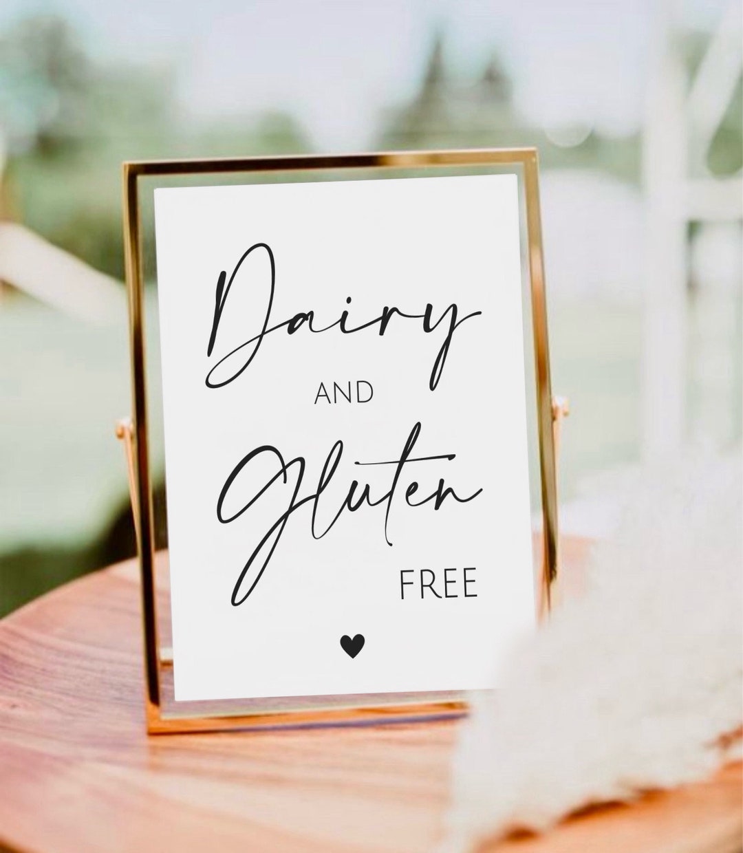 Minimalist Dairy and Gluten Free Sign, Wedding Gluten and Dairy Free ...