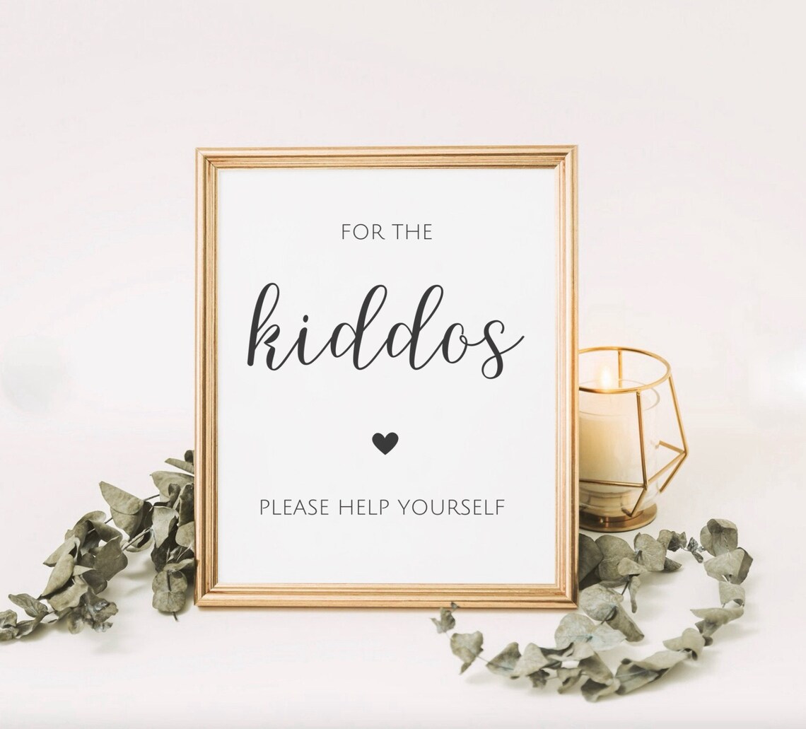 For the Kiddos Sign, Wedding Kids Table Sign, Printable Kids Favor Sign ...