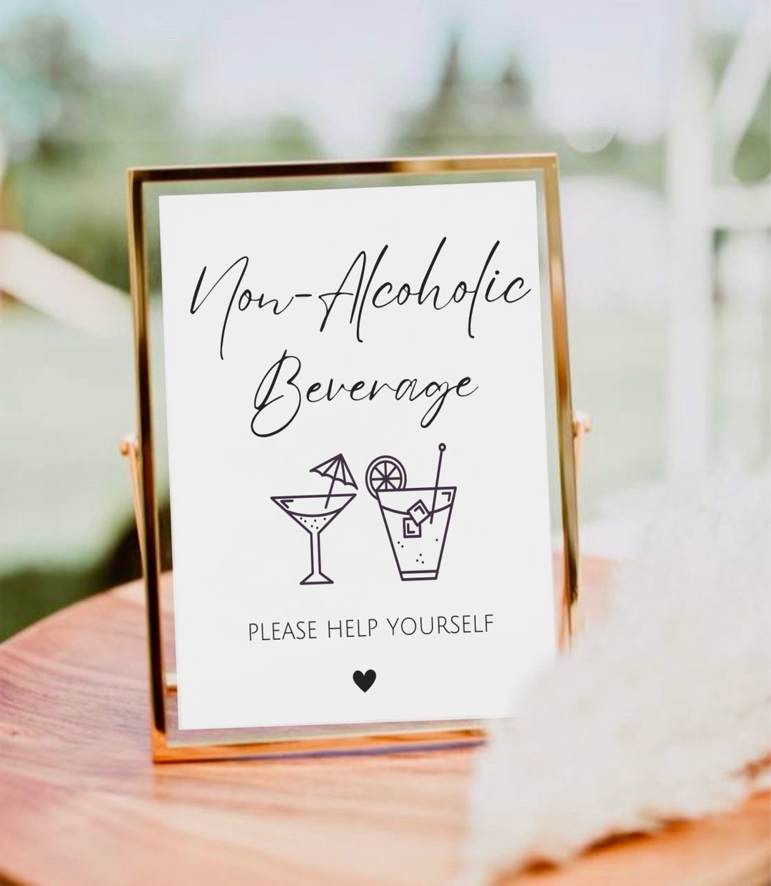 Non-alcoholic Beverage Sign, Wedding Bar, Party Drink Sign, Wedding ...