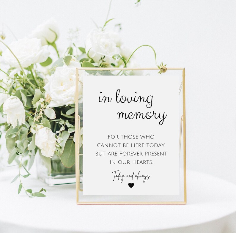 Minimalist in Loving Memory Sign, Printable Forever in Our Hearts Sign ...