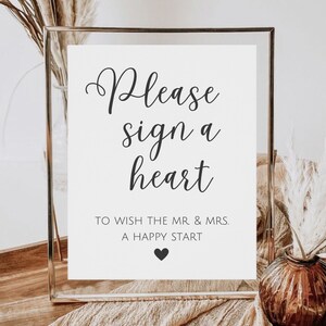 Please Sign A Heart Sign, Wedding Heart Guest Sign in Book, Heart ...