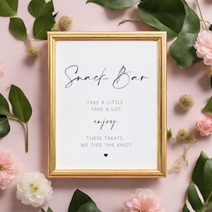 Minimalist Snack Bar Sign, Printable Wedding Grazing Food Table Decor ...