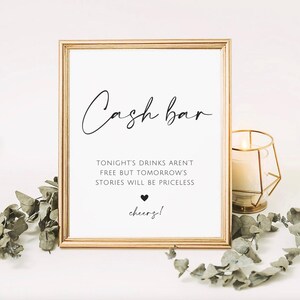 Minimalist Cash Bar Sign, Wedding Cash Bar Sign, Funny Wedding Bar ...
