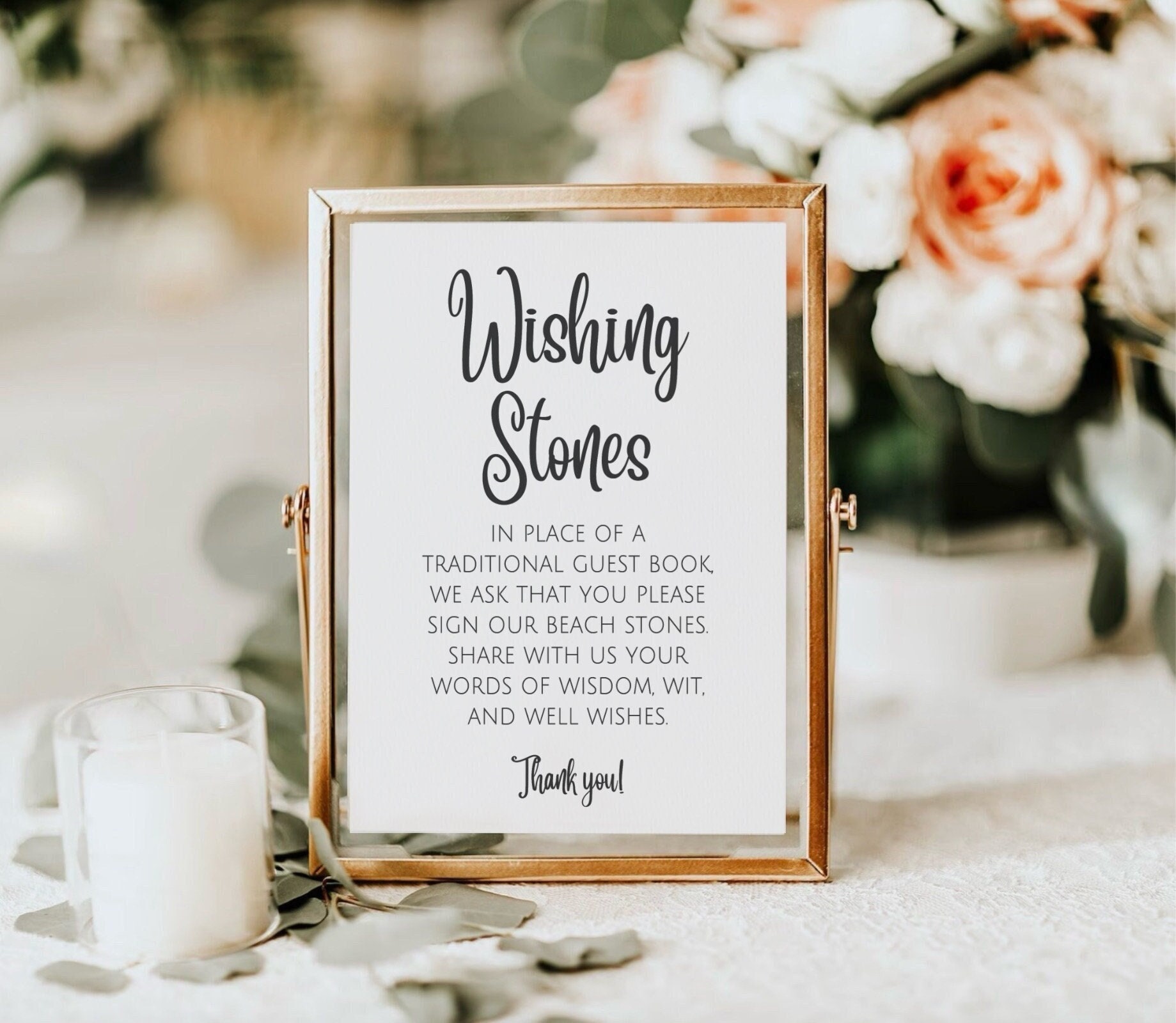 Wishing Stones Sign, Printable Wedding Stones Guestbook Sign, Guest ...