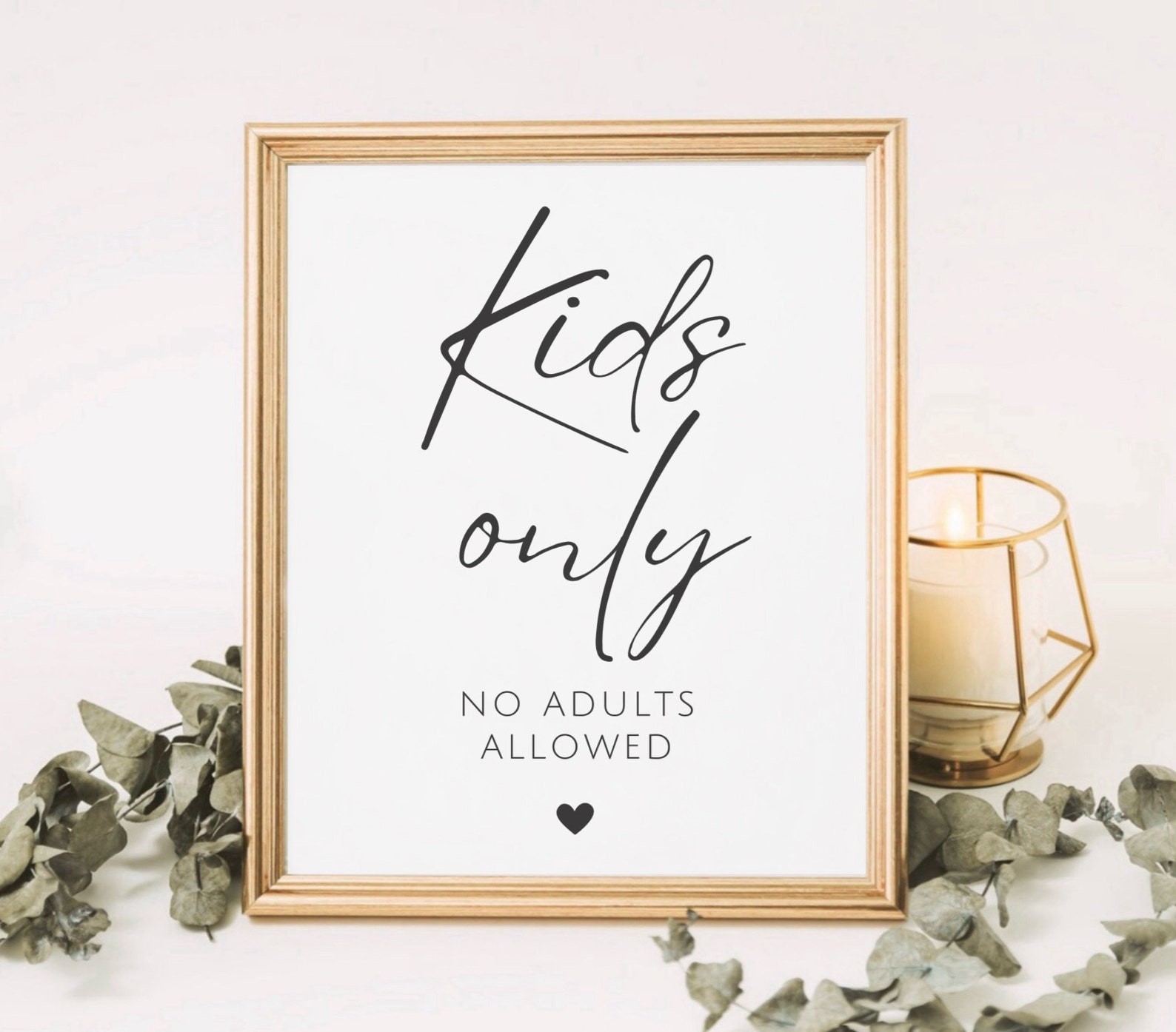 Kids Only Sign, Kids Table Wedding Sign, No Adults Allowed Sign ...