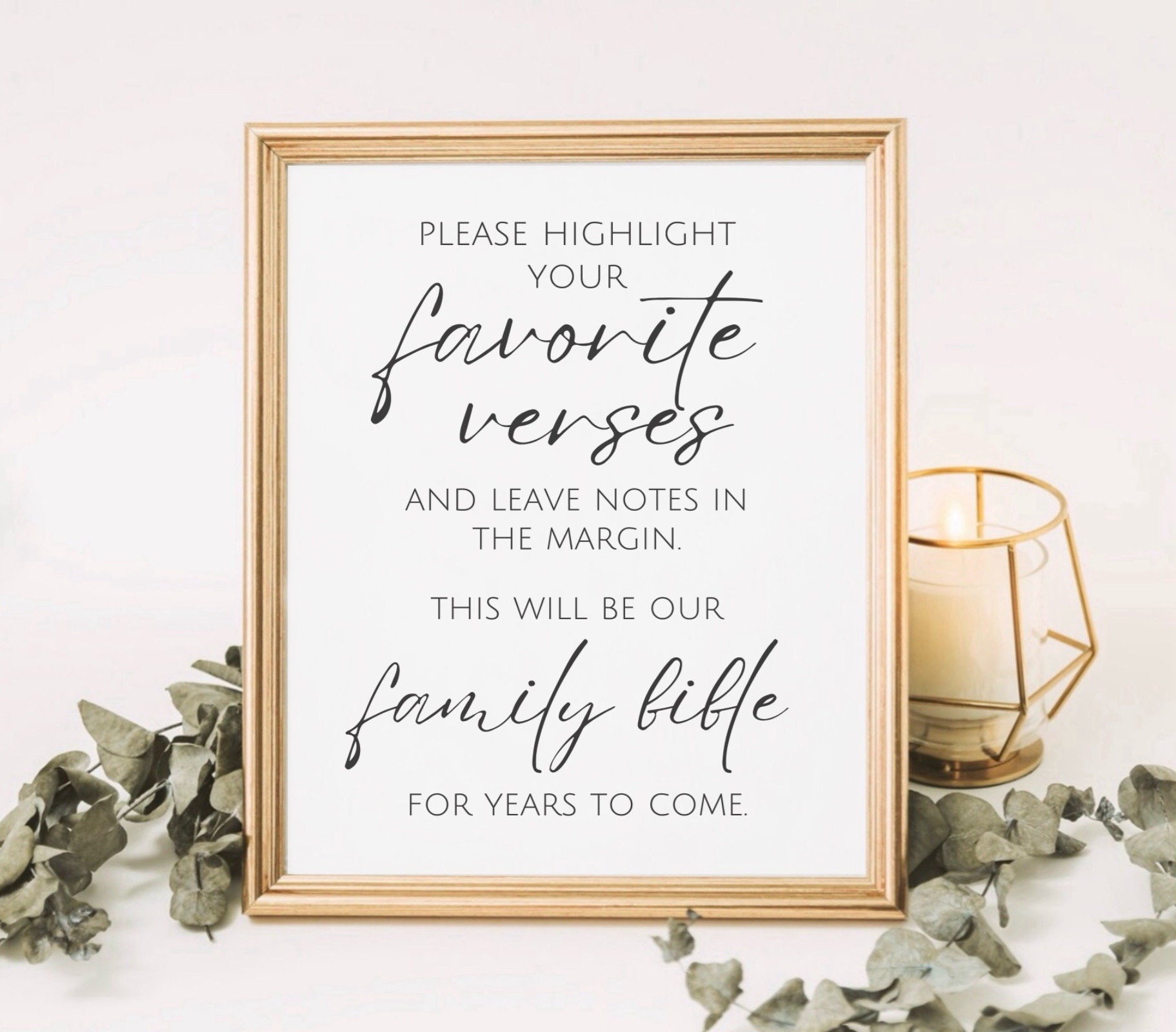 Please Highlight Your Favorite Verses Sign, Wedding Bible Guestbook ...