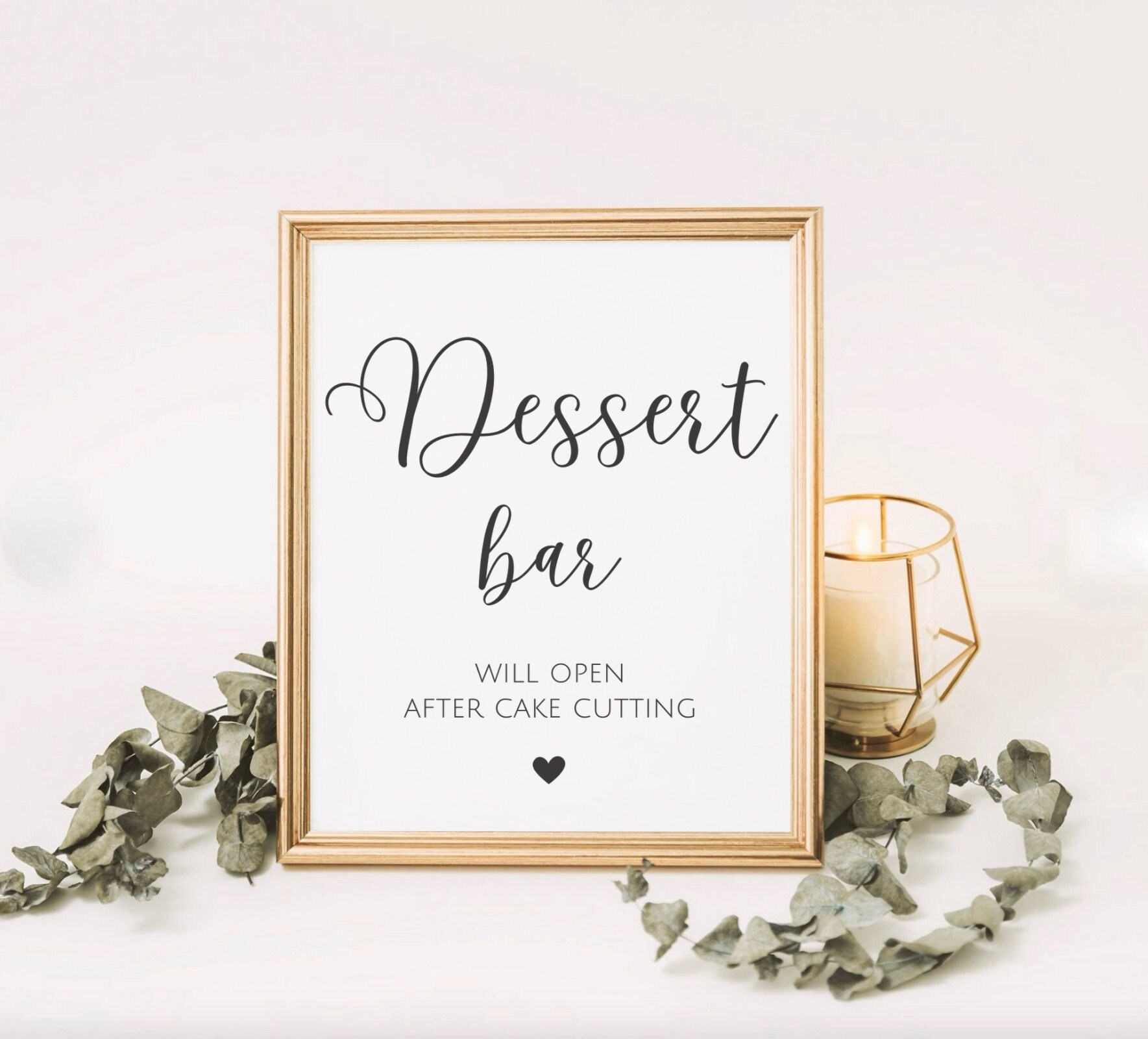 Dessert Bar Sign, Dessert Bar Opens After Cake Cutting Sign, Minimalist ...