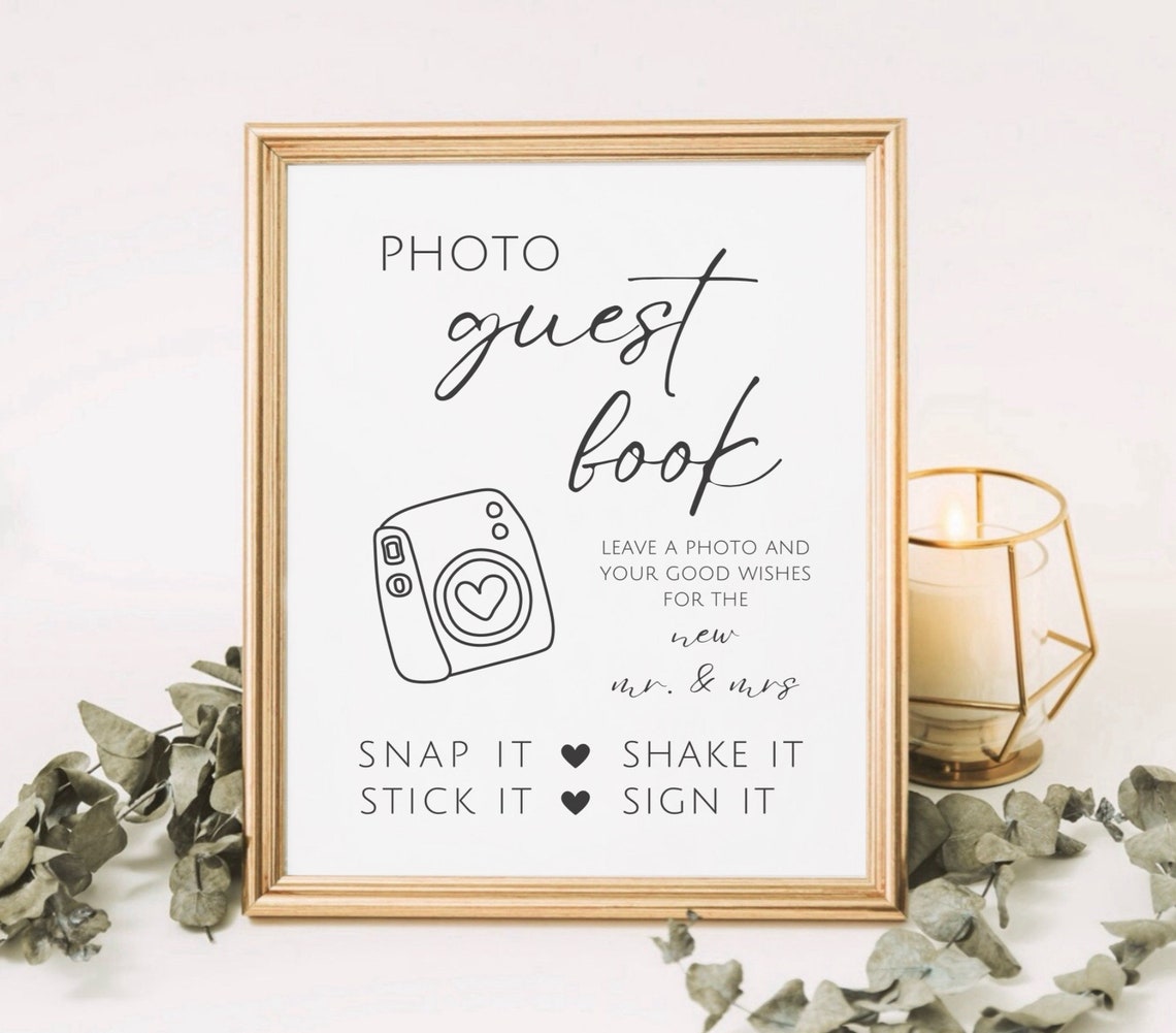 Minimalist Polaroid Photo Guest Book Sign, Wedding Polaroid Book, Photo ...