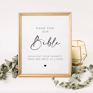Please Sign Our Bible, Minimalist Wedding Bible Guestbook Sign ...