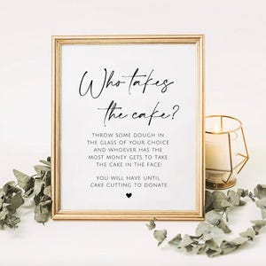 Who Takes the Cake Sign, Wedding Face Cake Smash Sign, Printable ...