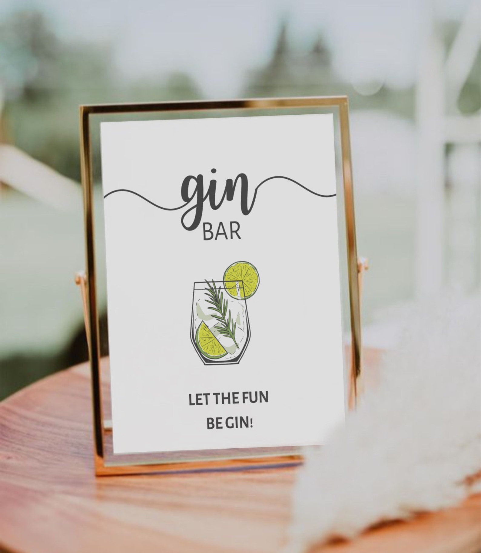 Gin Bar Sign, Let the Fun Be Gin Sign, Minimalist Wedding Gin Bar Sign ...