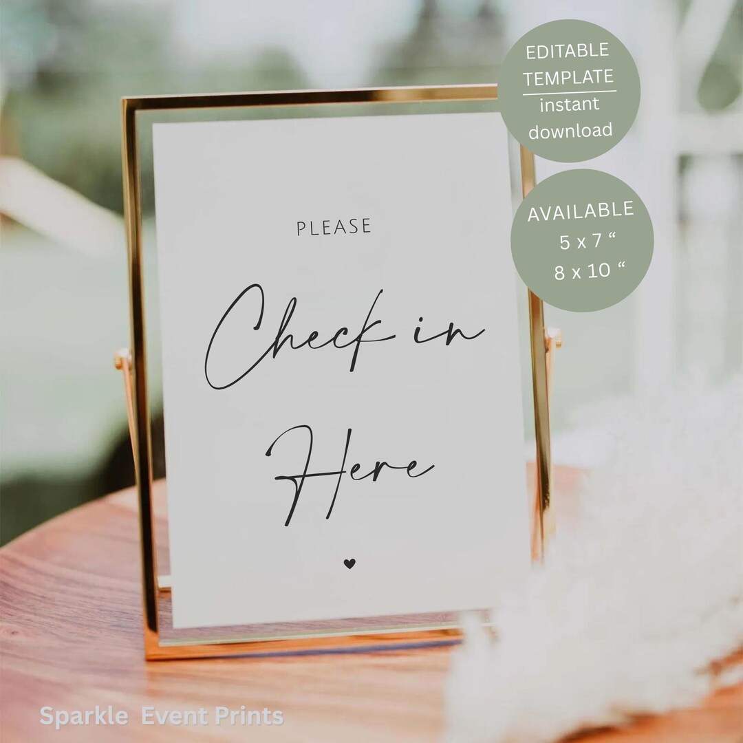 Please Check in Here Sign, Wedding Welcome, Printable Wedding Table ...