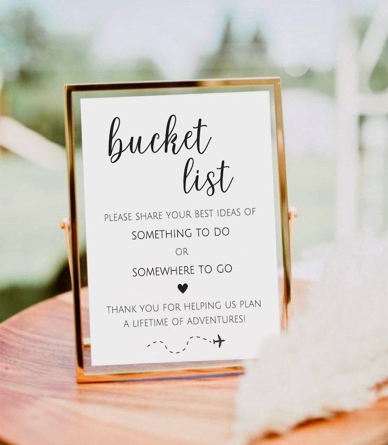 Bucket List Sign, Wedding Bucket List Sign, Bucket List Guestbook Sign ...