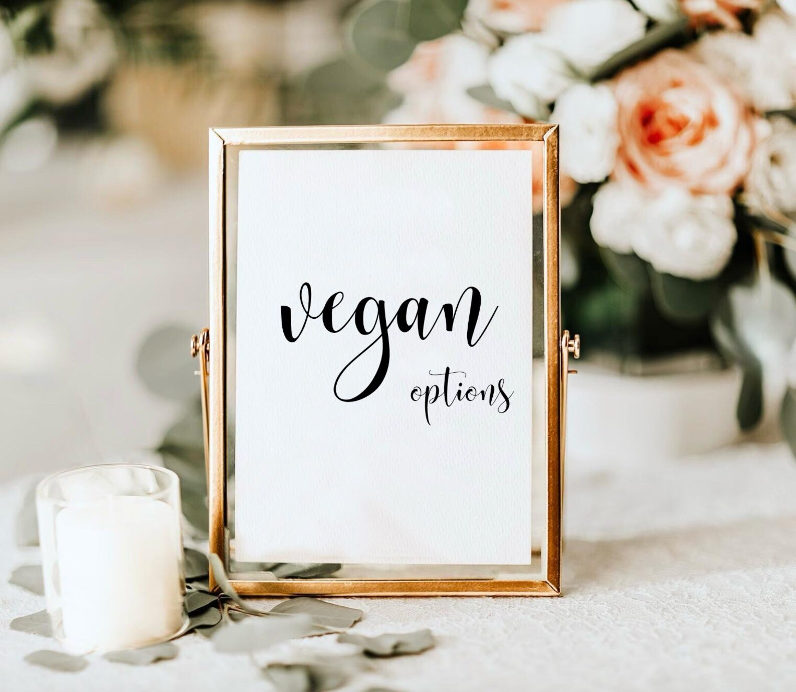 Minimalist Vegan Options Sign, Wedding Vegan Table Sign, Vegan Cake ...