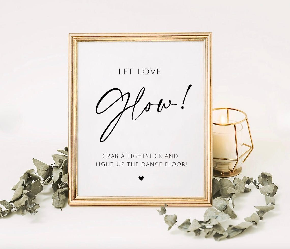 Minimalist Let Love Glow Sign, Wedding Send off Table Sign, Printable ...