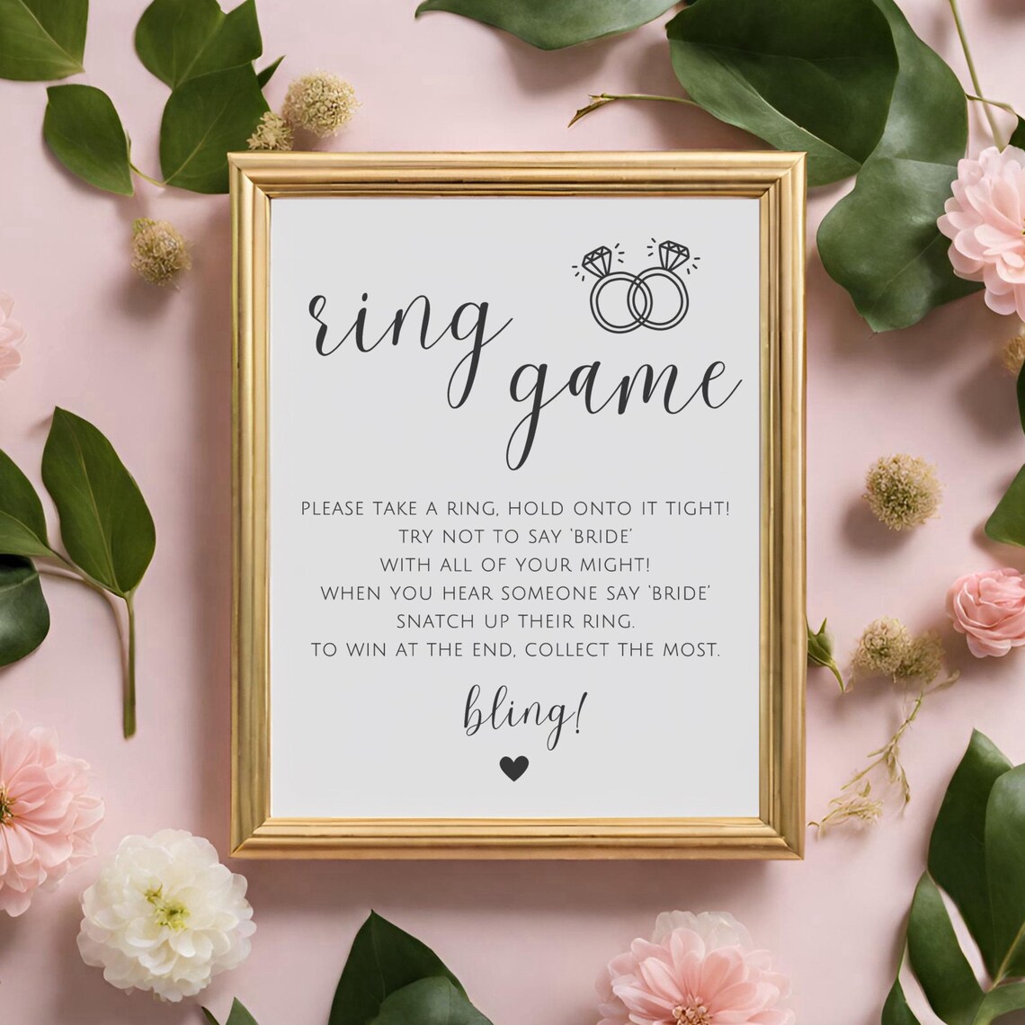 Minimalist Ring Game Sign, Bridal Shower Ring Hunt, Bridal Shower Game ...