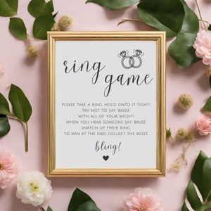 Minimalist Ring Game Sign, Bridal Shower Ring Hunt, Bridal Shower Game ...