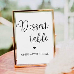 Minimalist Dessert Table Sign, Dessert Table Opens After Dinner Sign ...