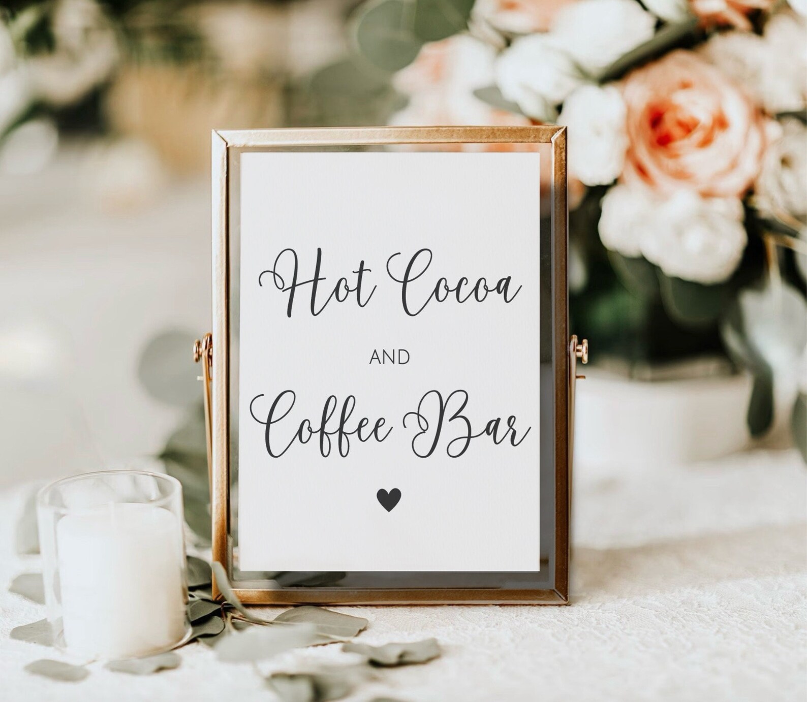 Minimalist Hot Cocoa and Coffee Bar Sign, Printable Hot Chocolate Sign ...