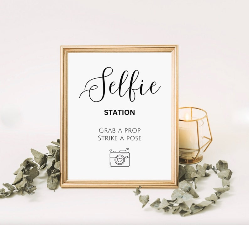 Minimalist Selfie Station Sign Wedding Photo Booth Template - Etsy ...