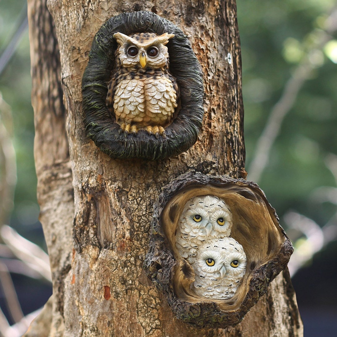 Owl Garden Tree Decor Resin Owl Yard Art Garden Statue Owl Figurine for ...