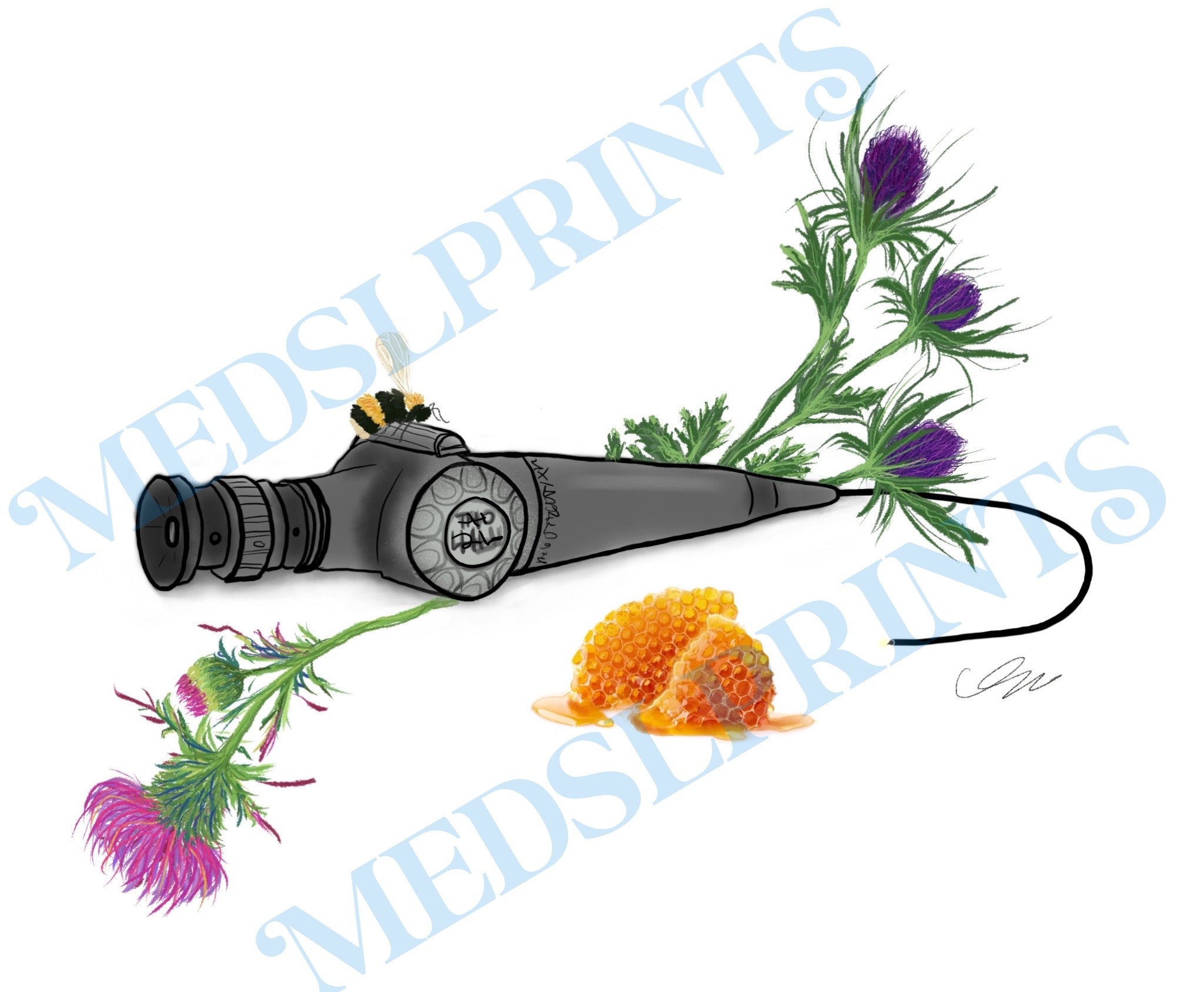Digital TRANSPARENCY of Original Drawing of FEES Scope With Florals and ...