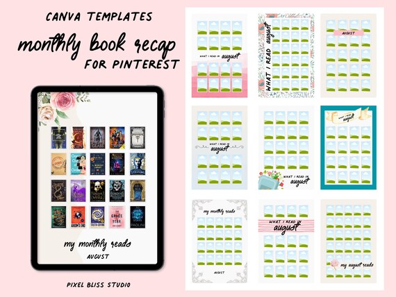 Monthly Book Recap Canva Templates | Etsy