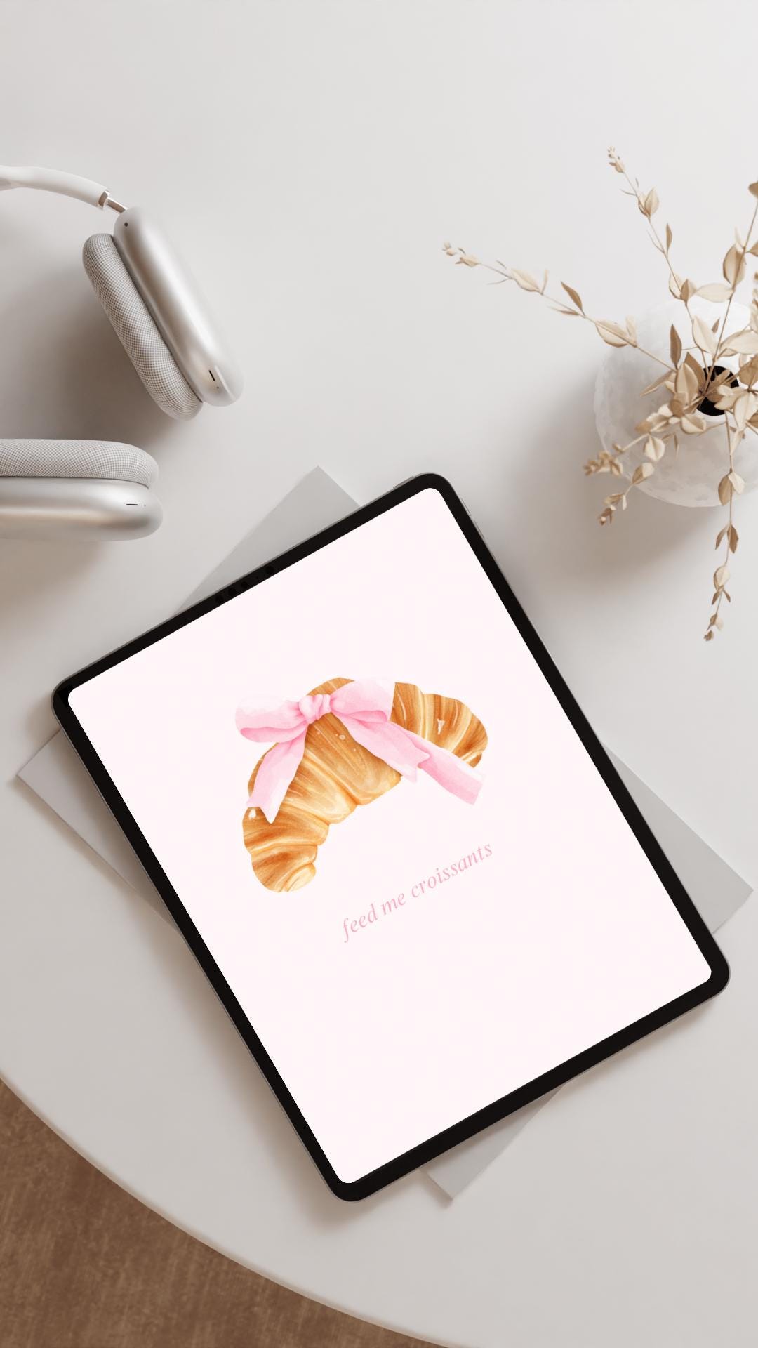 Croissant With Pink Bow Digital Download Poster | Cute Coquette Pink ...