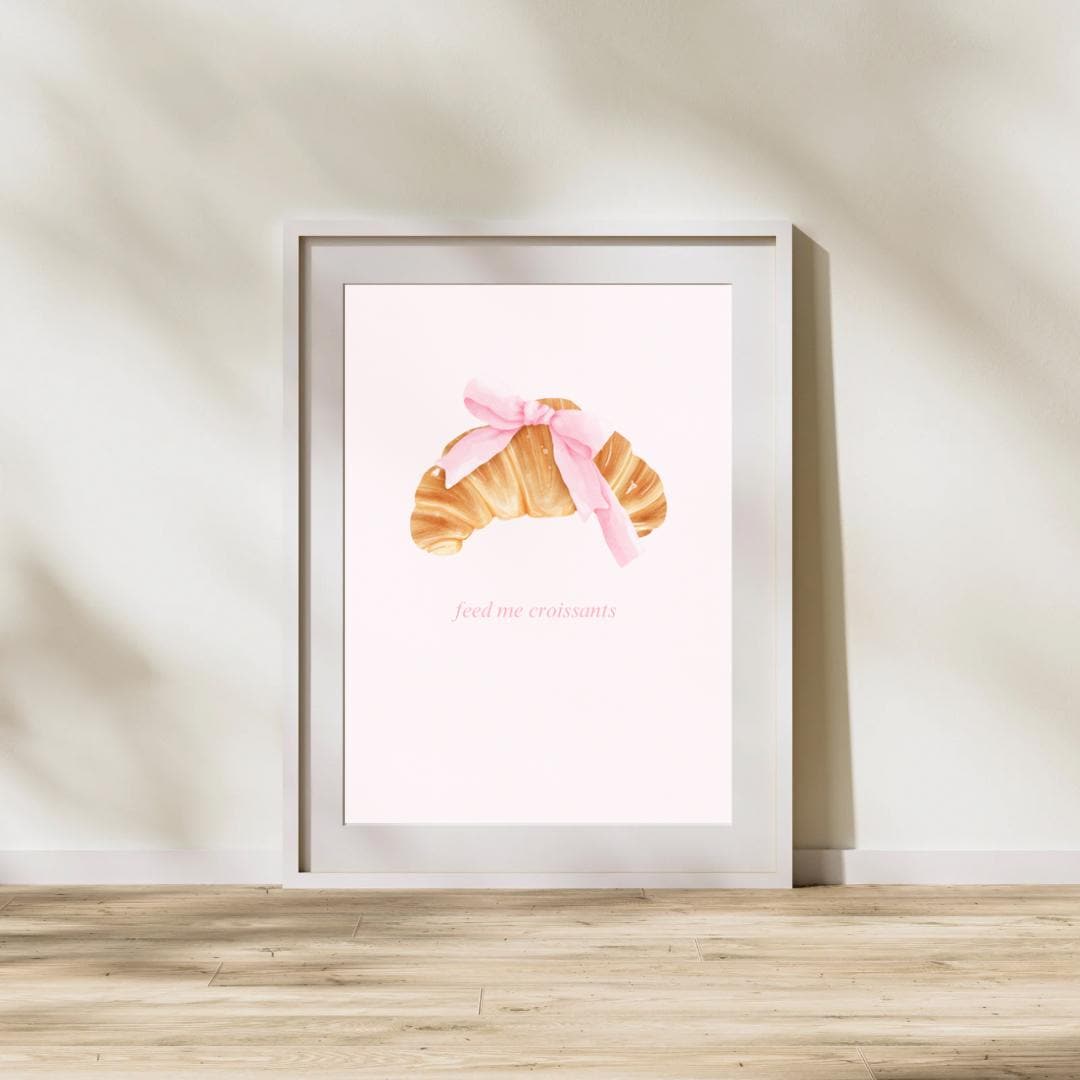 Croissant With Pink Bow Digital Download Poster | Cute Coquette Pink ...