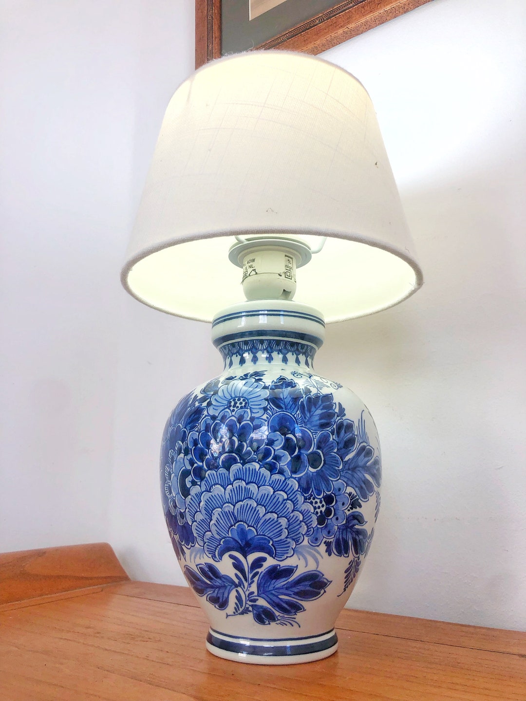 Mother's Day, Delft Blue dutch Antique/vintage Hand Made/painted Lamp ...